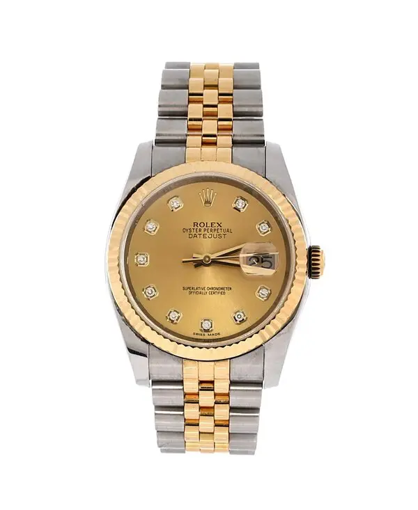 ROLEX Oyster Perpetual Datejust Automatic Watch In Stainless Steel And Gold With Diamond Markers 36mm - Dial Color: Gold