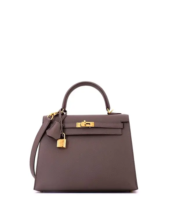 Hermès Kelly 25 Handbag Grey Epsom With Gold Hardware - Etain