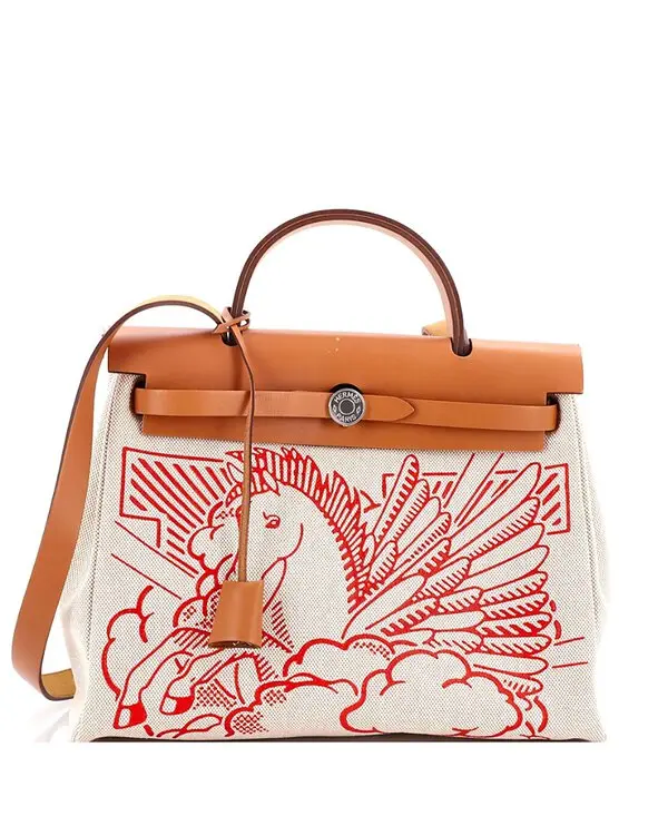 Hermès 31 Herbag Zip Pegase Pop Toile And Leather - Neutral