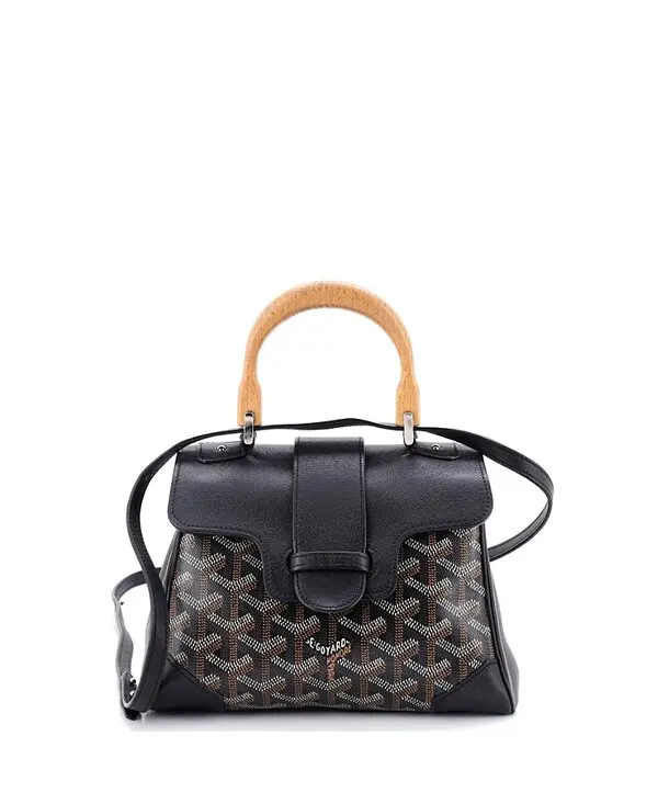 Goyard Mini Saigon Top Handle Bag Coated Canvas With Leather - Black