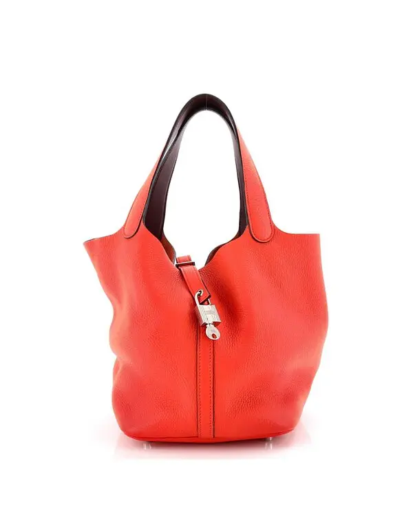 Hermès Mm Eclat Picotin Lock Bag Clemence - Orange