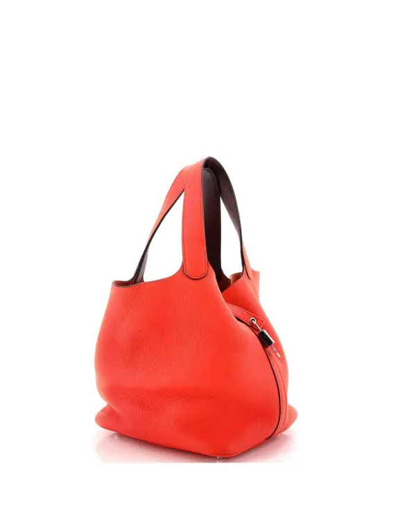 Hermès Mm Eclat Picotin Lock Bag Clemence - Orange