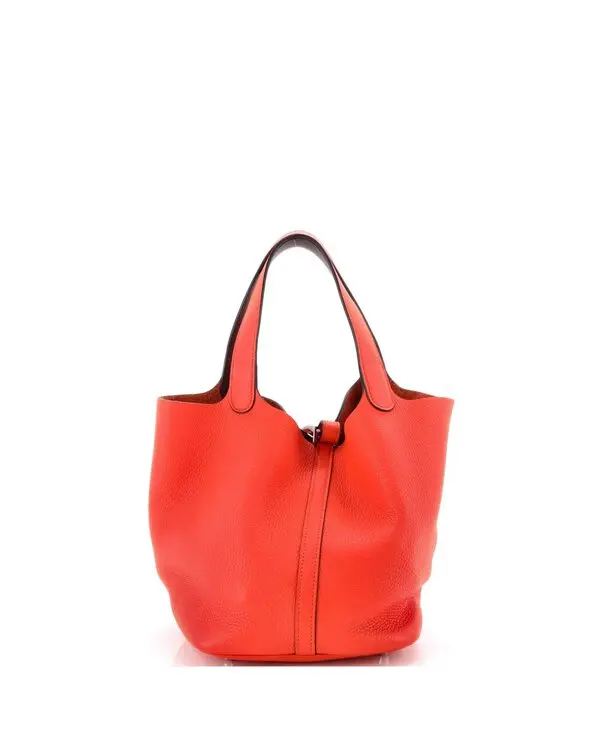 Hermès Mm Eclat Picotin Lock Bag Clemence - Orange