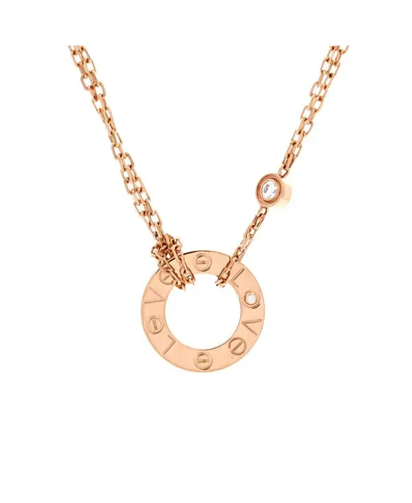 CARTIER Love Pendant Necklace 18k Rose Gold And Diamonds - Pink