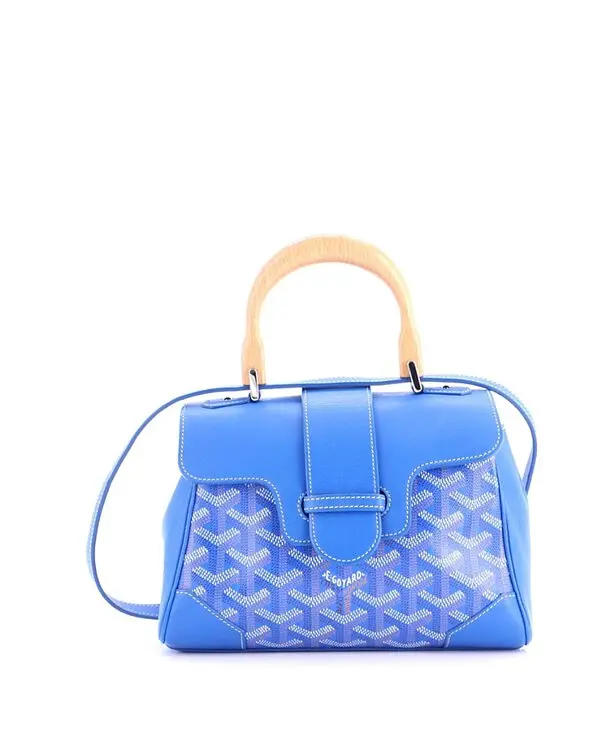 Goyard Mini Saigon Top Handle Bag Coated Canvas With Leather - Blue
