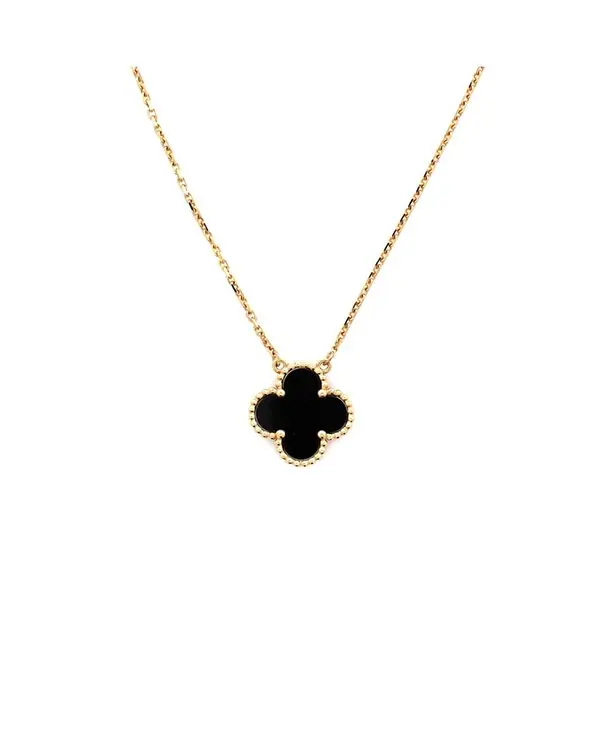 VAN CLEEF & ARPELS Vintage Alhambra Pendant Necklace 18k And Onyx, 16.25 - Gold