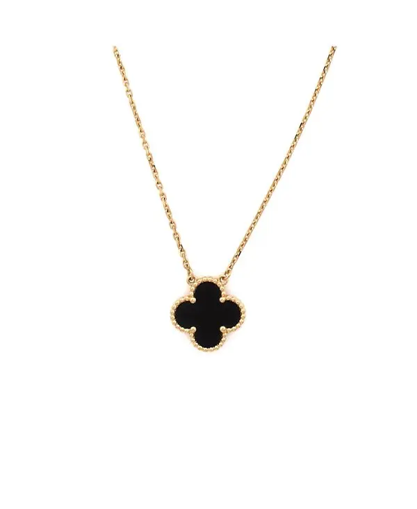 VAN CLEEF & ARPELS Vintage Alhambra Pendant Necklace 18k And Onyx - Gold