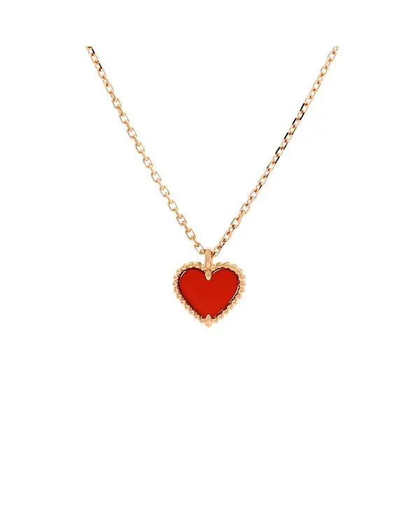 VAN CLEEF & ARPELS Sweet Alhambra Heart Pendant Necklace, 15.75 - Pink