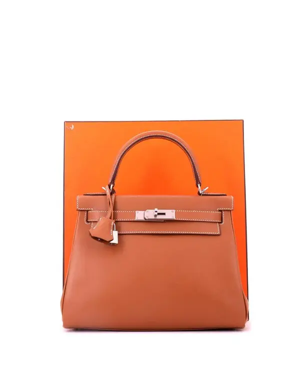 Hermès Kelly 28 Handbag With Palladium Hardware - Gold