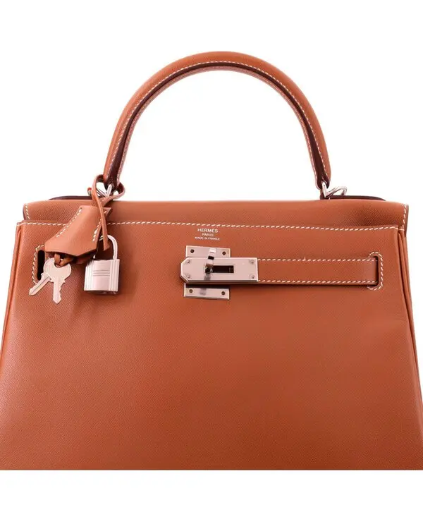 Hermès Kelly 28 Handbag With Palladium Hardware - Gold