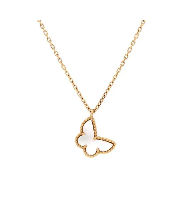 VAN CLEEF & ARPELS Sweet Alhambra Butterfly Pendant Necklace, 15.75 - Gold