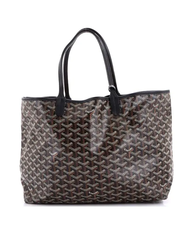 Goyard Pm Saint Louis Tote Coated Canvas - Black/ Black/ Brown