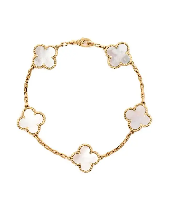 VAN CLEEF & ARPELS Vintage Alhambra 5 Motifs Bracelet 18k Gold And Mother Of Pearl - K Gold