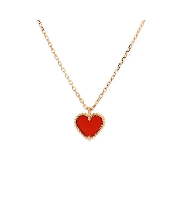 VAN CLEEF & ARPELS Sweet Alhambra Heart Pendant Necklace Rose Gold And Carnelian - Pink