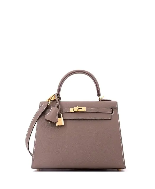 Hermès Kelly 25 Handbag Grey Epsom With Gold Hardware - Etoupe