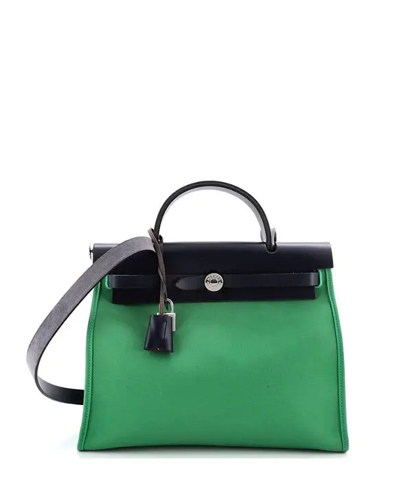 Hermès 31 Herbag Zip - Green/ Blue/ Green
