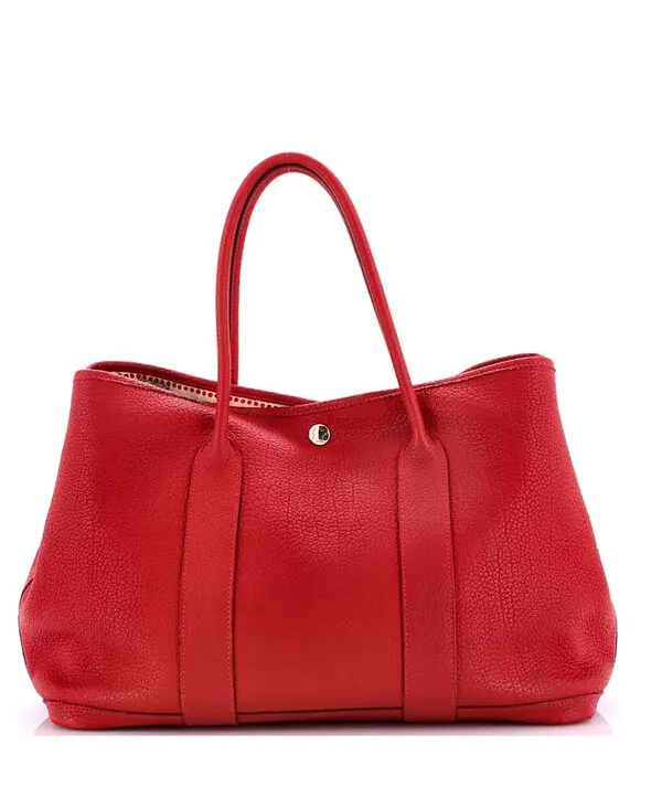 Hermès 36 Garden Party Tote Leather With Printed Interior - Red