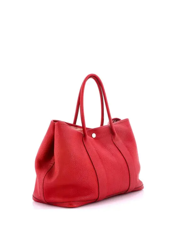 Hermès 36 Garden Party Tote Leather With Printed Interior - Red