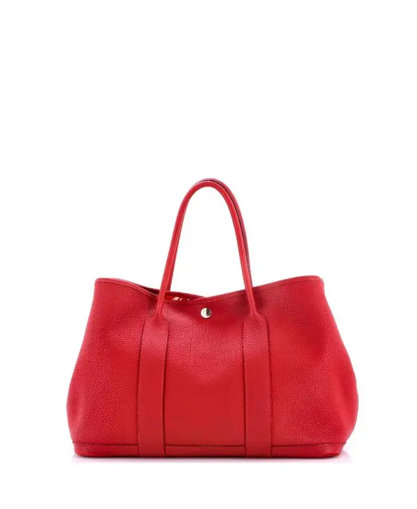 Hermès 36 Garden Party Tote Leather With Printed Interior - Red