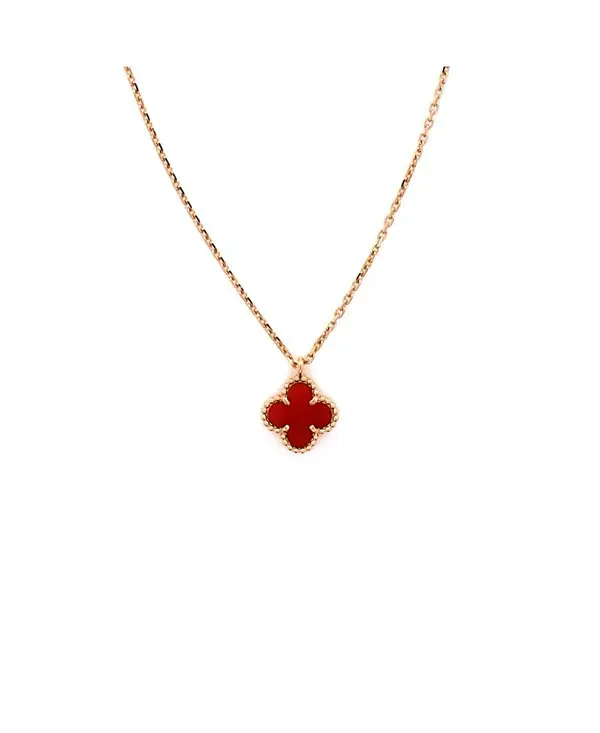 VAN CLEEF & ARPELS Sweet Alhambra Pendant Necklace 18k Rose Gold And Carnelian - Pink