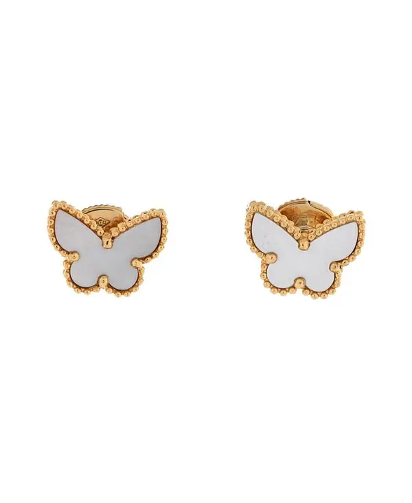 VAN CLEEF & ARPELS Sweet Alhambra Butterfly Stud Earrings - Gold