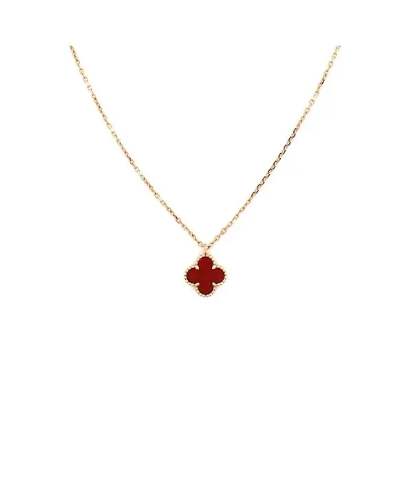 VAN CLEEF & ARPELS Sweet Alhambra Pendant Necklace 18k Rose Gold And Carnelian, 15.75 - Pink