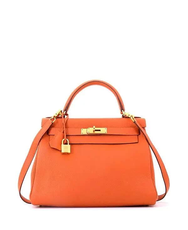Hermès Kelly 28 Handbag Orange Togo With Gold Hardware - Orange H