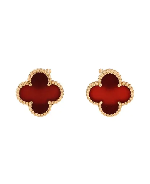 VAN CLEEF & ARPELS Vintage Alhambra Earrings 18k And Carnelian - Gold