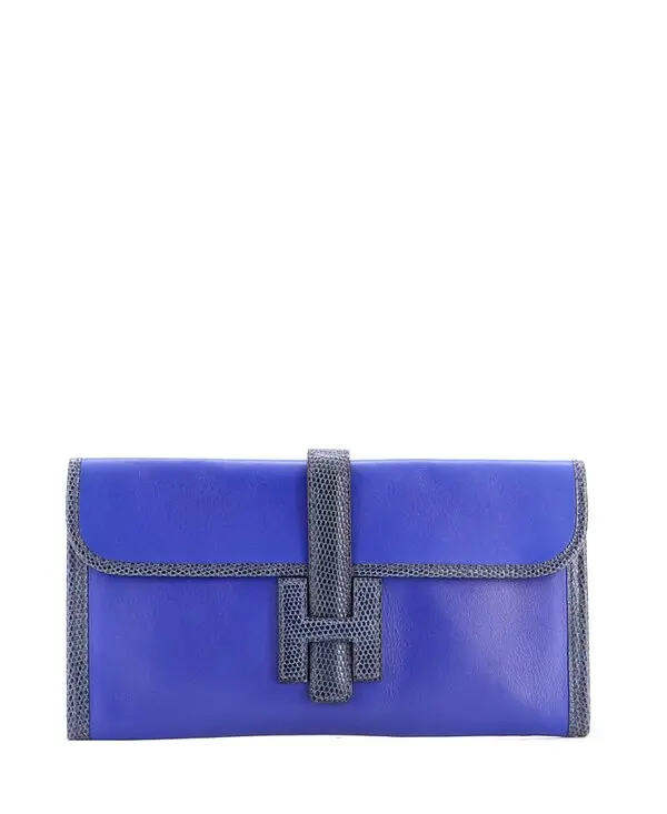 Hermès 29 Jige Elan Clutch Swift With Lizard - Blue