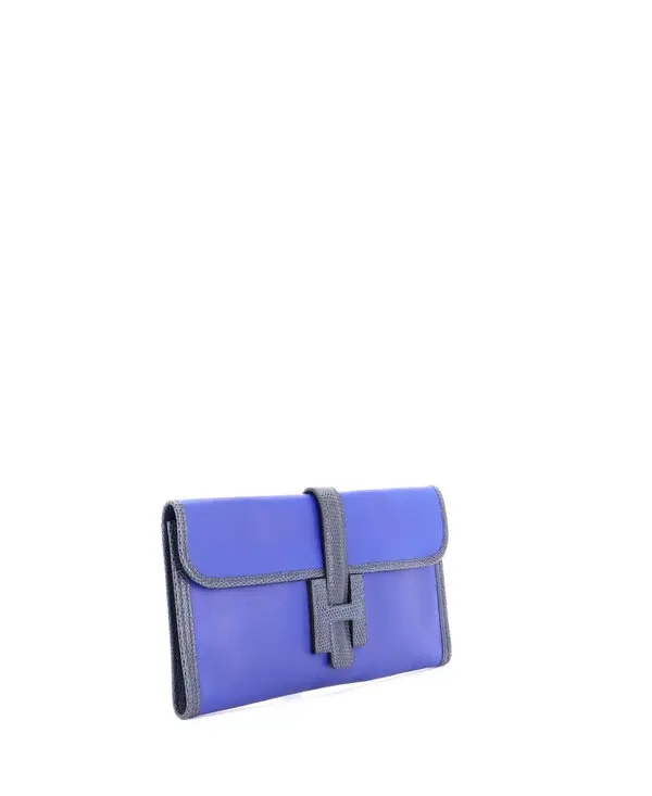 Hermès 29 Jige Elan Clutch Swift With Lizard - Blue