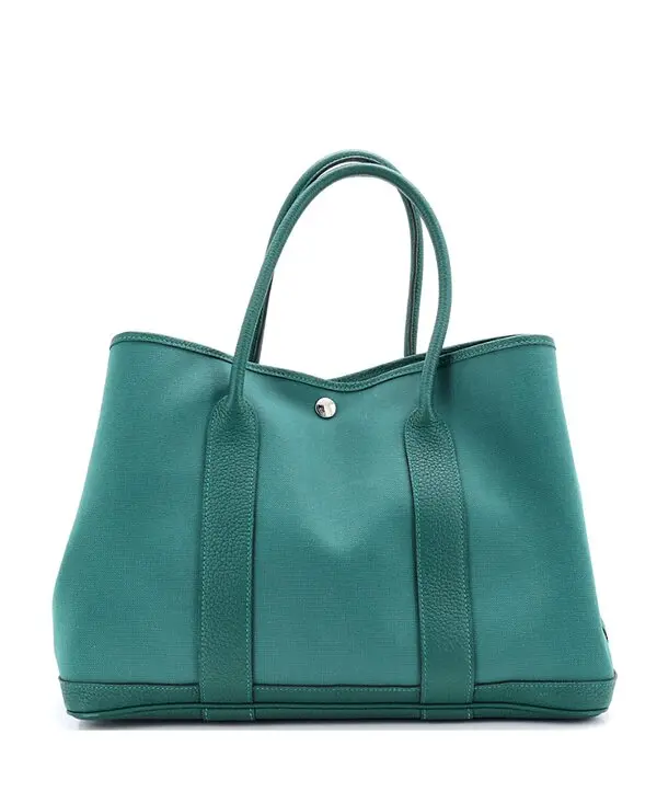 Hermès 36 Garden Party Tote Toile And Leather - Green