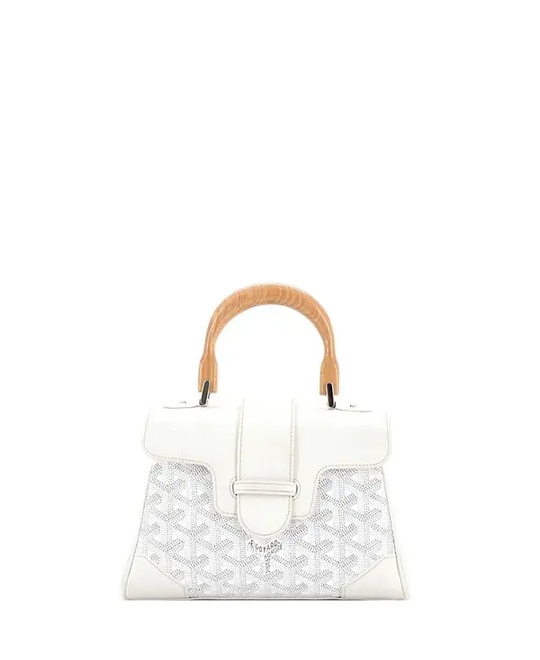Goyard Mini Saigon Top Handle Bag Coated Canvas With Leather - White