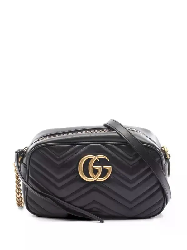 Gucci 2010s Gg Marmont Chain Crossbody Bag - Black