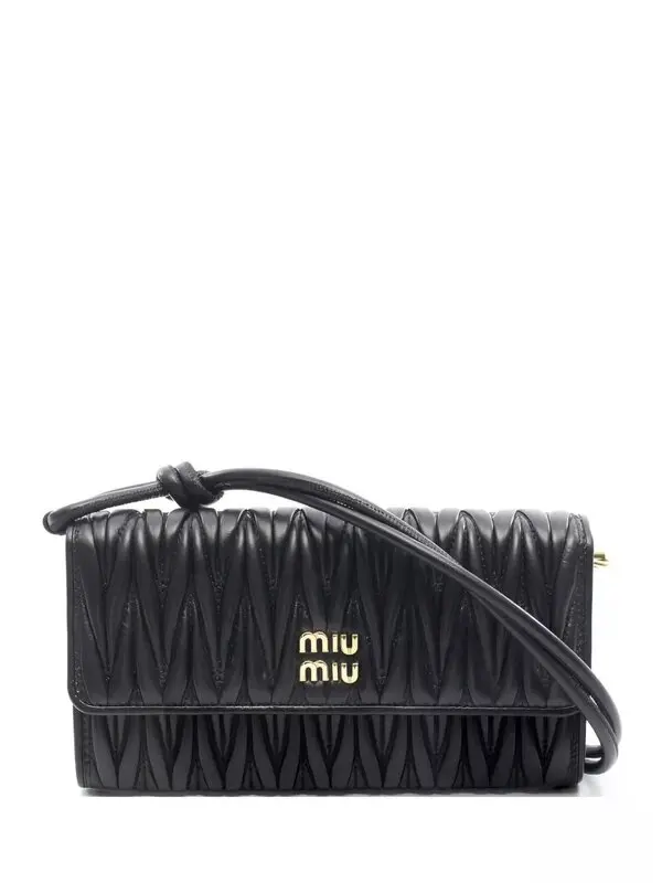 Miu Miu Matelassé Leather Clutch - Black