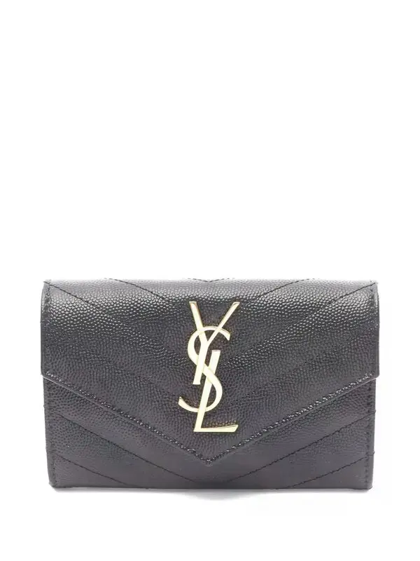 Saint Laurent Logo-plaque Envelope Leather Wallet - Black