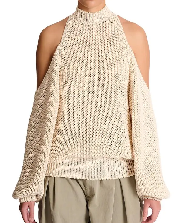 Balmain Cotton Knit Open-shoulder Jumper - Beige