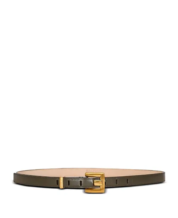 Balmain Anthem Smooth Leather Belt - Green