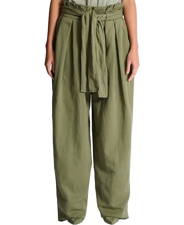Balmain Twill High-waisted Trousers - Green