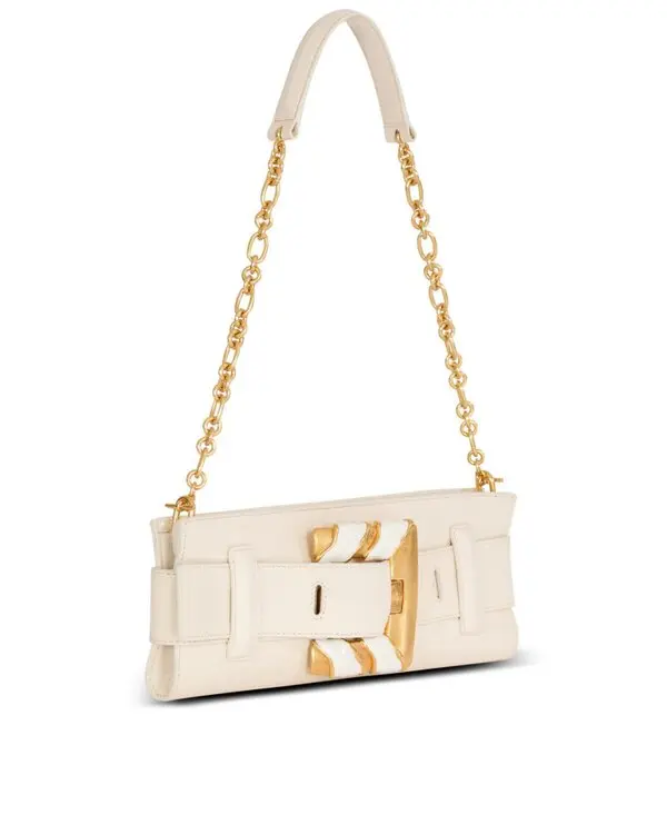 Balmain Anthem Lambskin And Enamel Clutch
