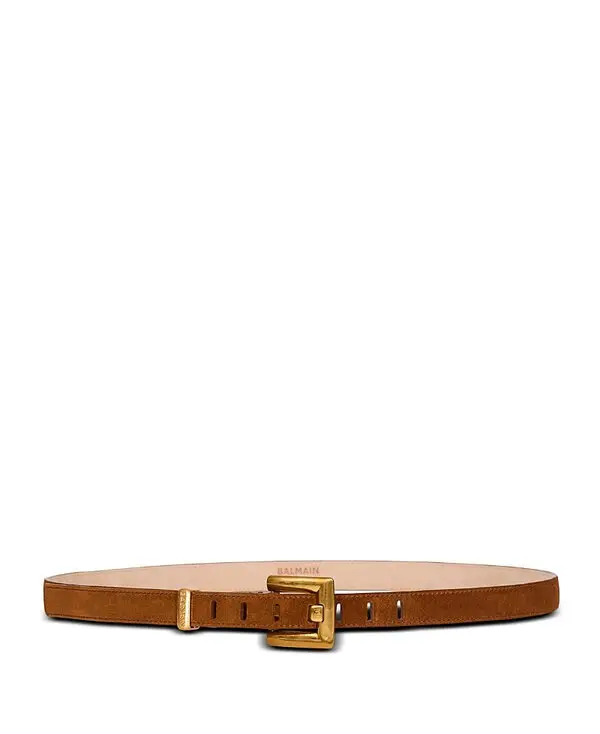 Balmain Anthem Suede Leather Belt - Brown