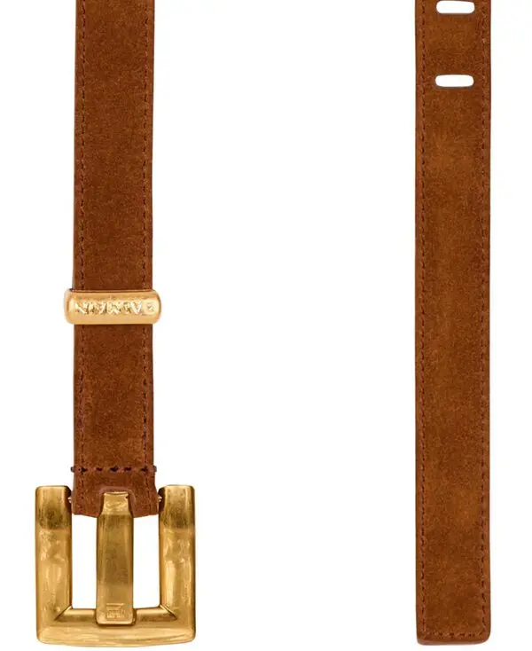 Balmain Anthem Suede Leather Belt - Brown