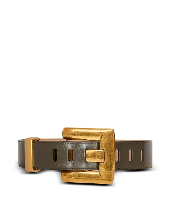 Balmain Anthem Calfskin Leather Belt - Green