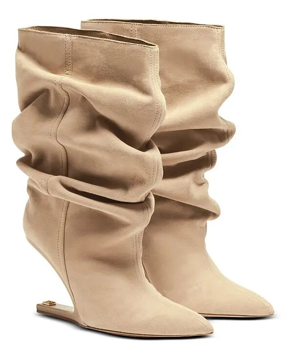 Balmain Suede Ankle Boots - Beige