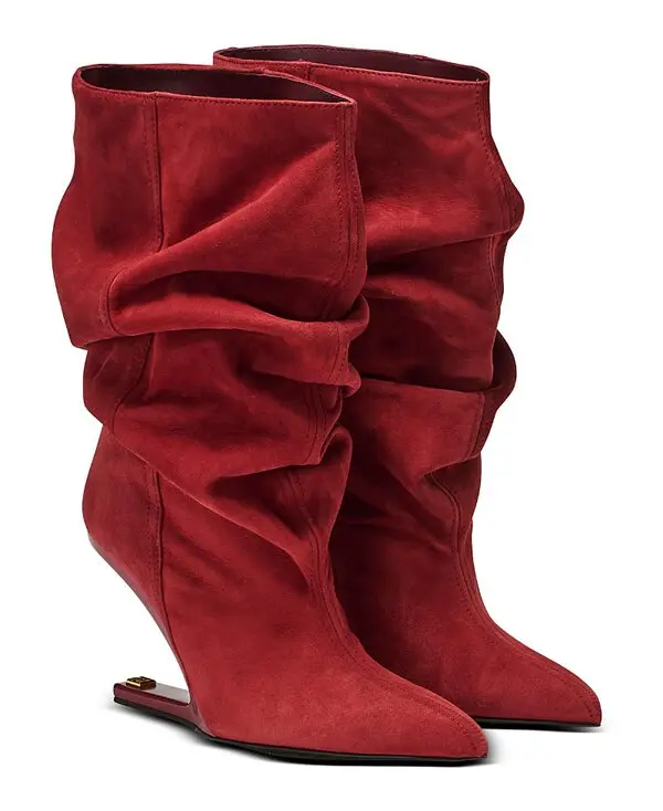 Balmain Suede Ankle Boots - Red