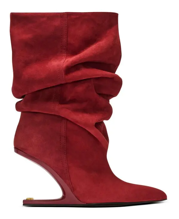 Balmain Suede Ankle Boots - Red