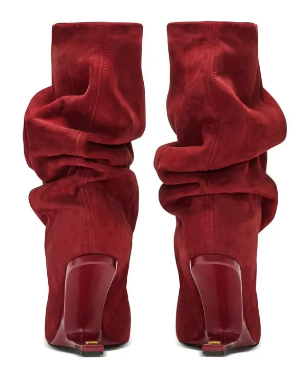 Balmain Suede Ankle Boots - Red