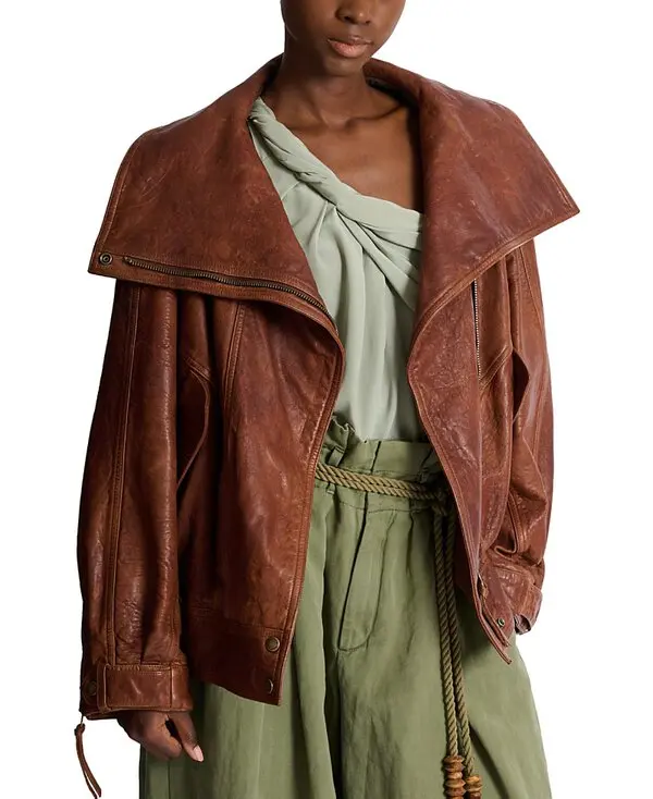 Balmain Lambskin Bomber Jacket - Brown