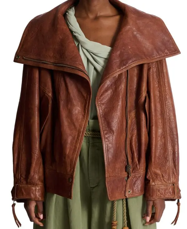 Balmain Lambskin Bomber Jacket - Brown