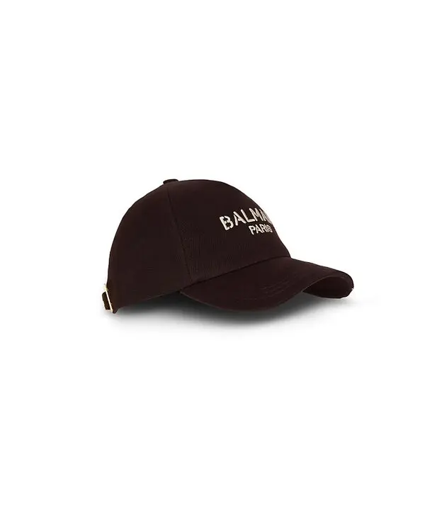 Balmain Cotton Cap With Embroidery - Brown