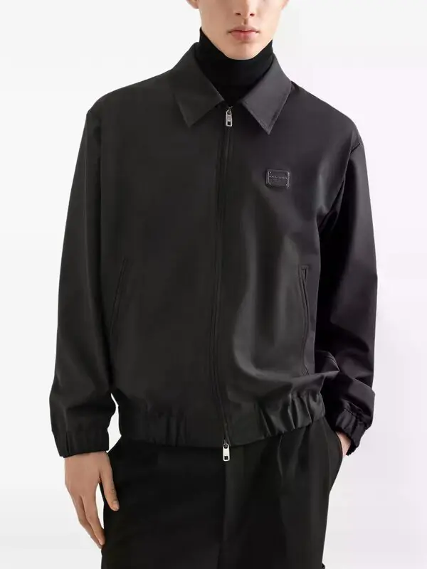 Dolce & Gabbana Woolen Jacket With Logo Tag - Blue